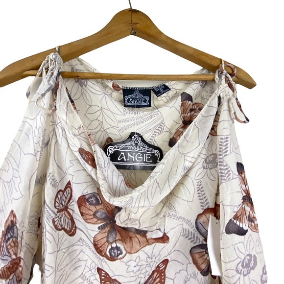 Angie | Tops | Nwt Angie Boho Butterfly Print Top Tapioca Cold Shoulder ...